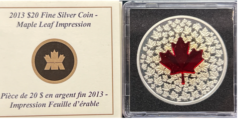 2013 Fine Silver Maple Coin- Maple Leaf Impression-Red – Trade your coins